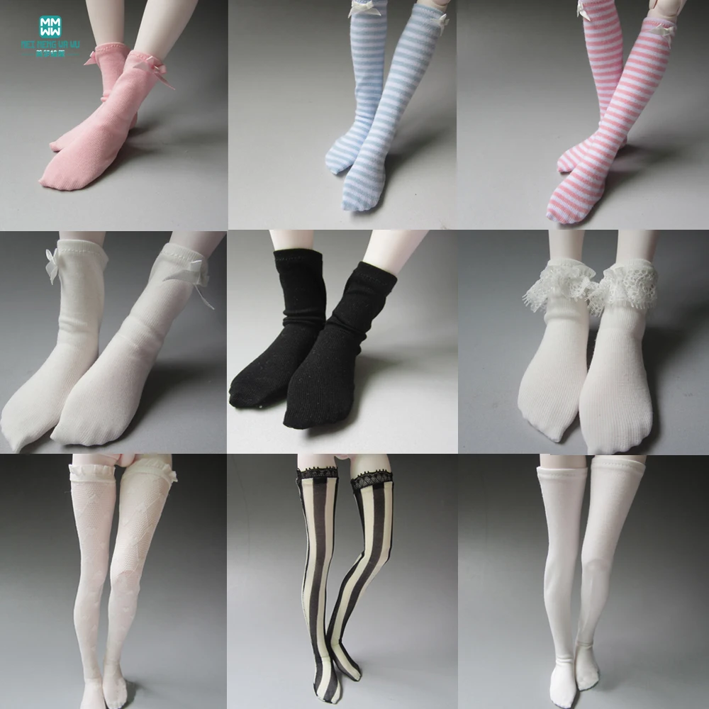 Toy Doll Socks Fits 13 14 16 Bjd Doll Fashion Striped Ball Decorative Socks In Dolls