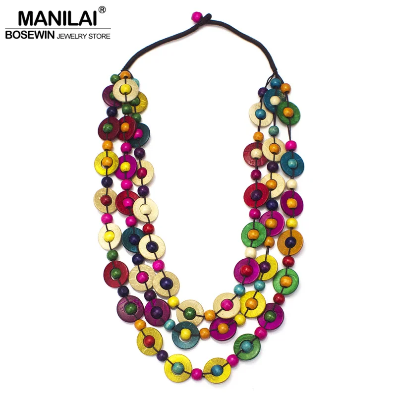 MANILAI Colgante de cuentas de madera de concha de coco bohemio para ...
