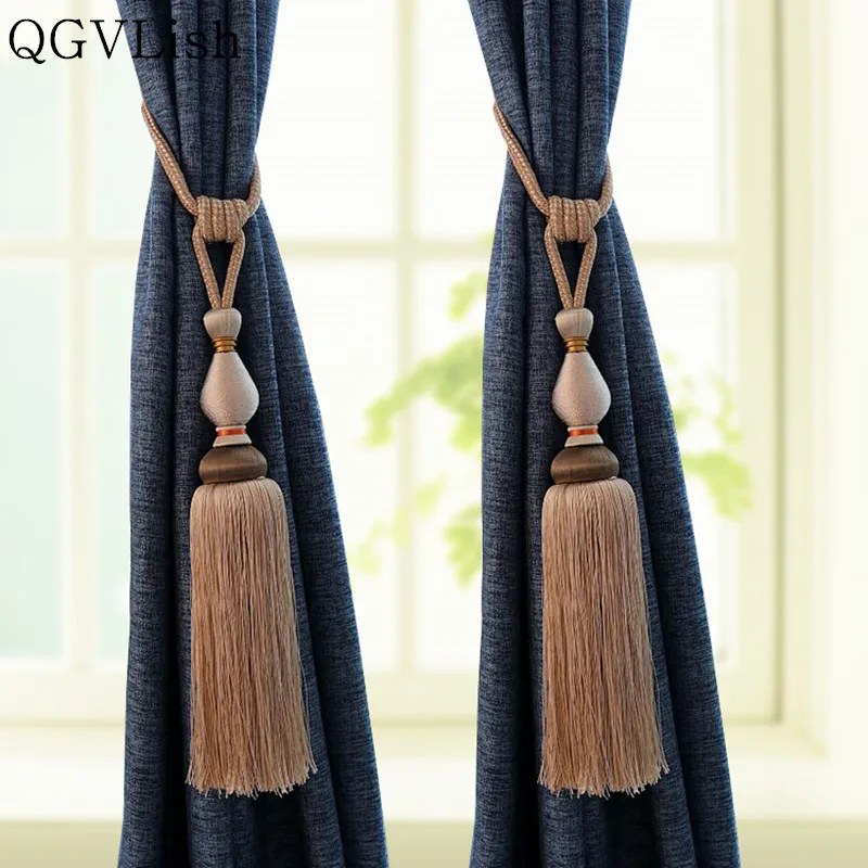 QGVLish-2Pcs-Curtain-Tiebacks-Tassel-Fringe-Ropes-Hanging-Belt-Balls ...