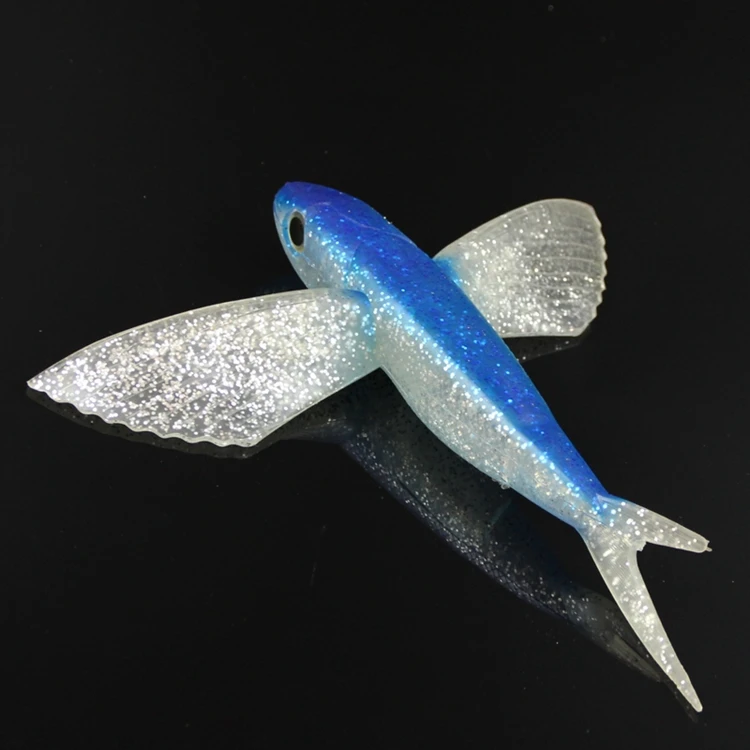 1pc Saltwater Boat Fishing Soft Flying Fish Lures Bait 22cm 123g ...