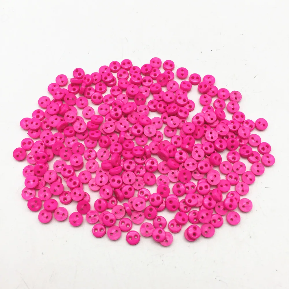 500pcs 4mm Fuchsia Pink Tiny Doll Clothing Buttons Resin Round Sewing ...