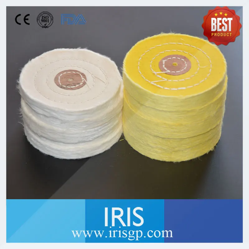 10pcs/lot 4" 100% Pure Cotton White&Yellow Buffing Cloth Wheel for ...