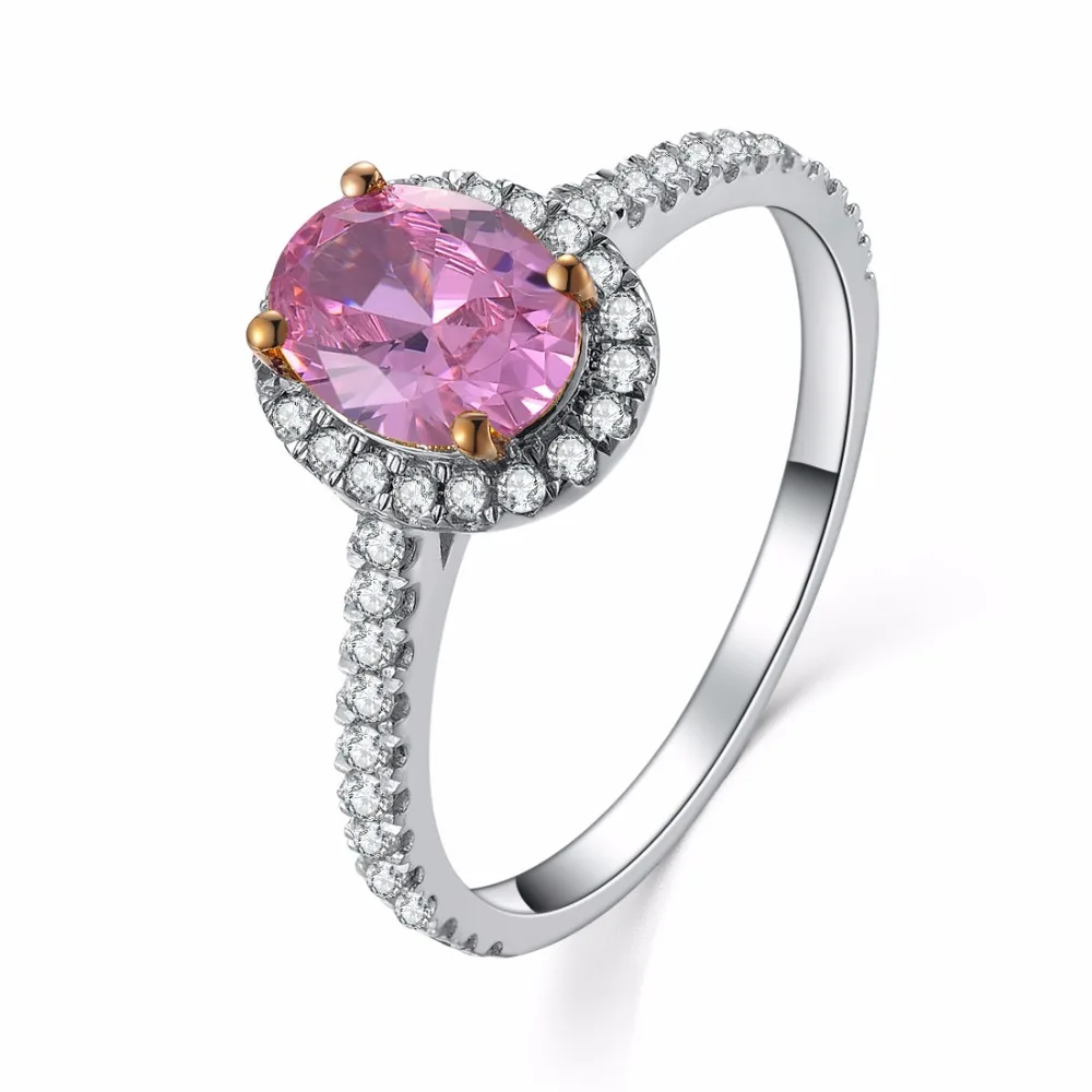 Pretty 2Ct Pink Oval Cut Women Diamond Ring 925 Sterling Silver ...