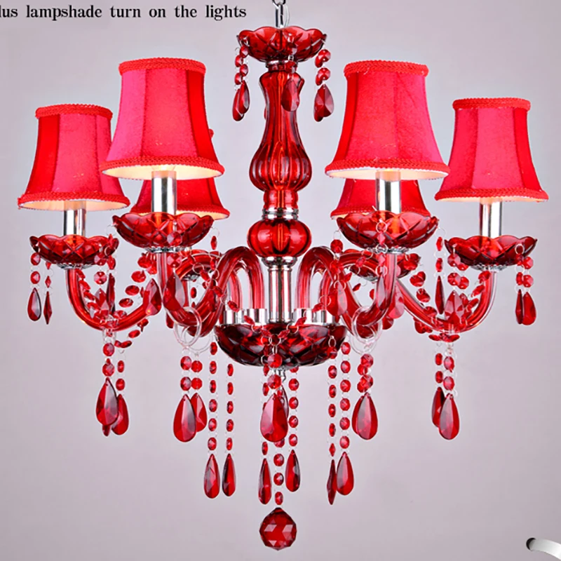 red crystal chandelier lampshade lamparas de cristal lustres de teto ...