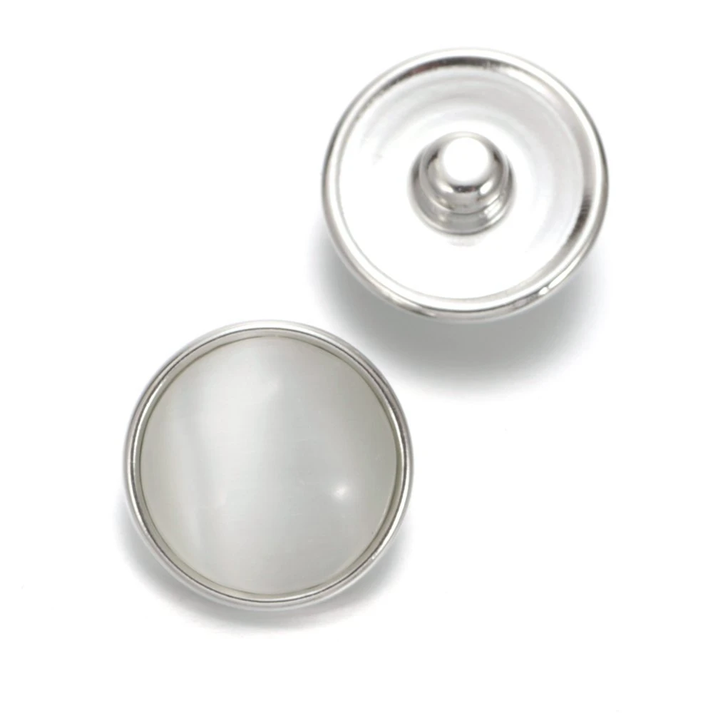Kz0377k High Quality Natural Stone White Opal Snap Buttons 18mm Metal ...