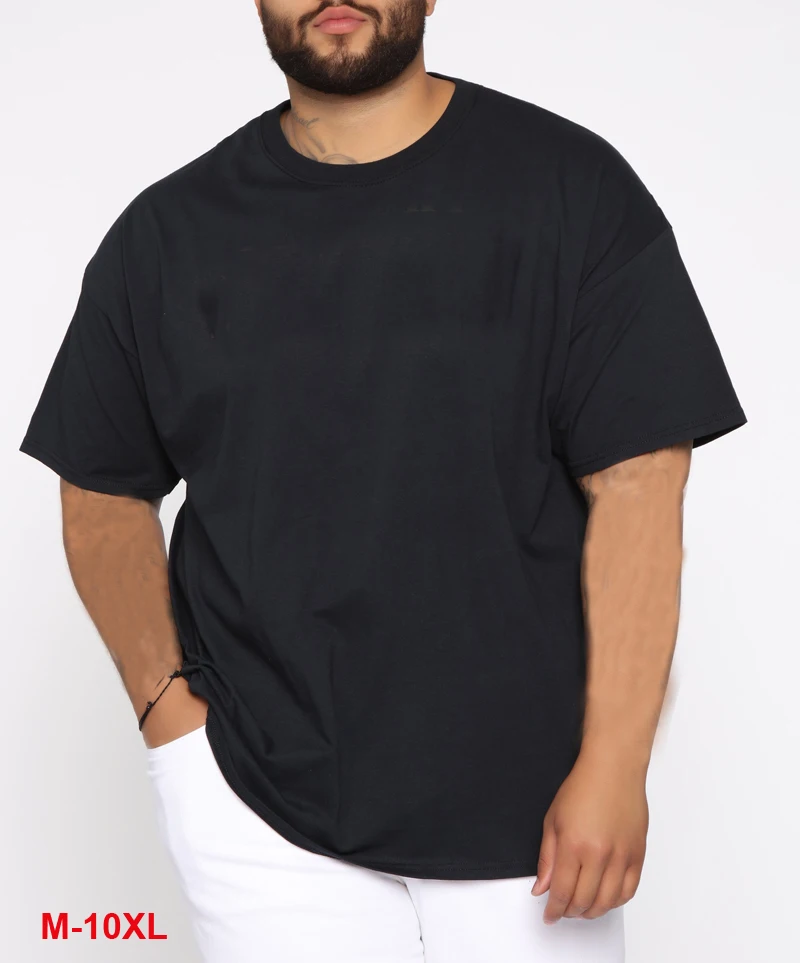 Большие размеры, мужские футболки с коротким рукавом, летние футболки размера плюс, хлопковые ...