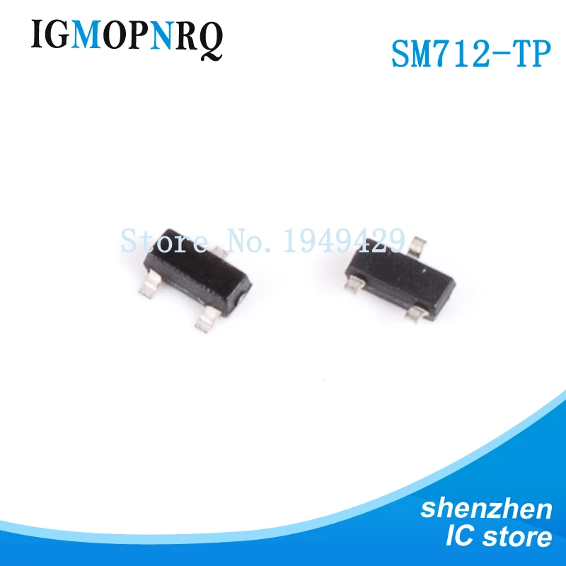 50PCS SM712 TP SM712 SOT23 ESD 억제/TVS 다이오드 12V, 1.0uA|diode 12v ...