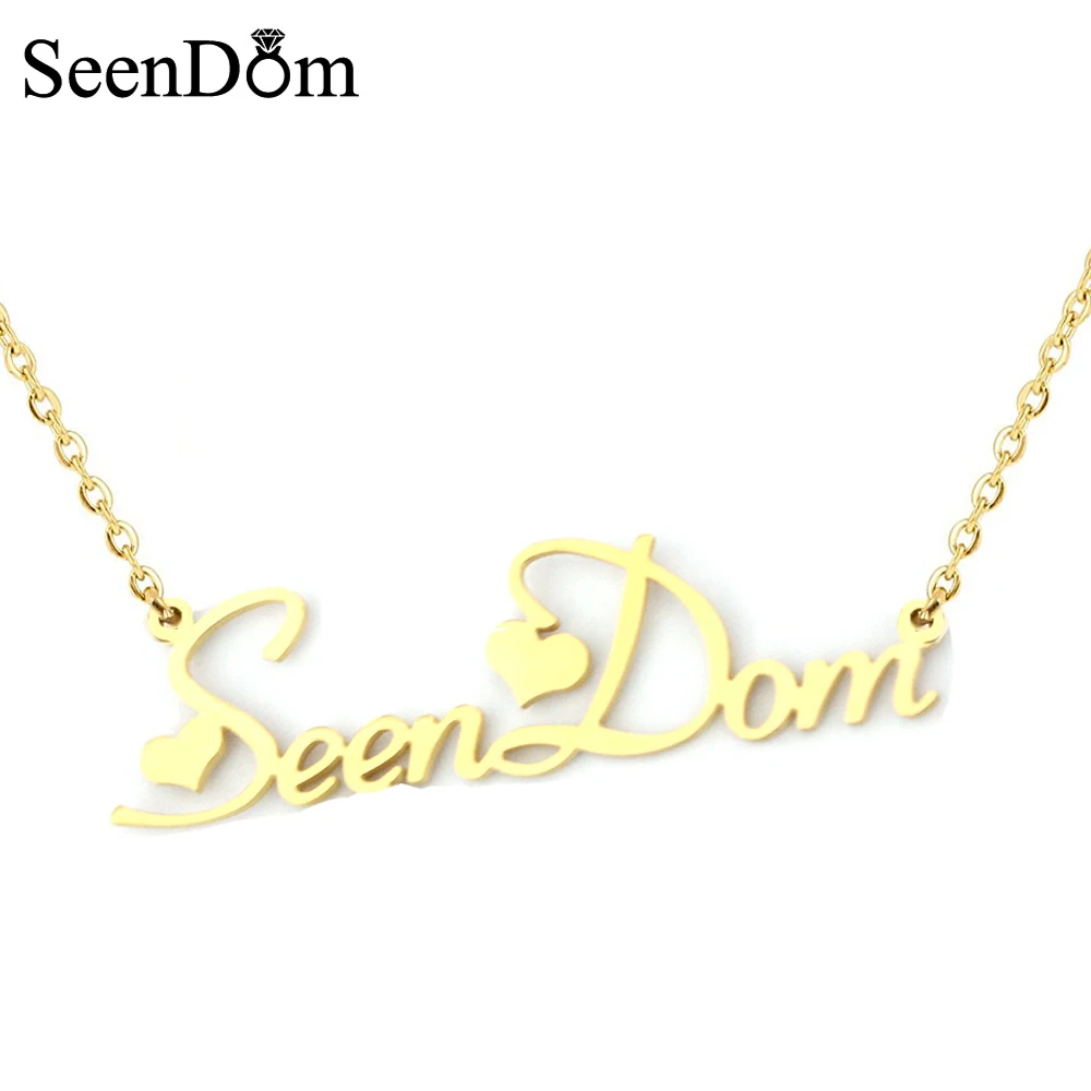 Custom Any Name Necklace Personalized Stainless Steel With Gold Color