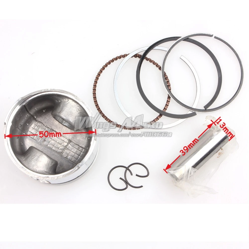 GY6 100cc Piston Kit 50mm Big Bore Piston Rings Pin Set Moped Scooter ...