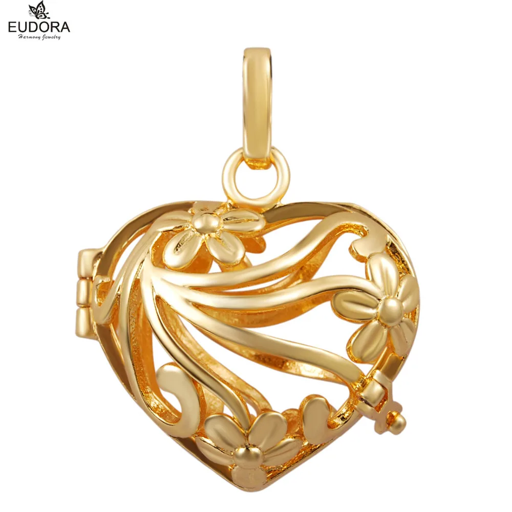 Gold Color Heart Floral Harmony Bola Locket Cage Pendant 20mm Eudora ...