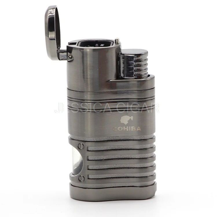 Cool Sharp Cigar Cutter Windproof Butane Gas Lighters 4 Flame Jet Torch ...