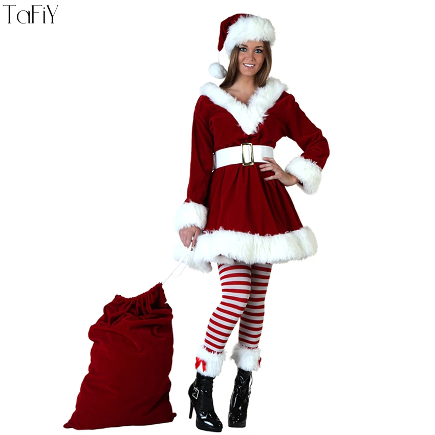 Tafiy Newest Women Christmas Dress Sexy Red Christmas Costumes For