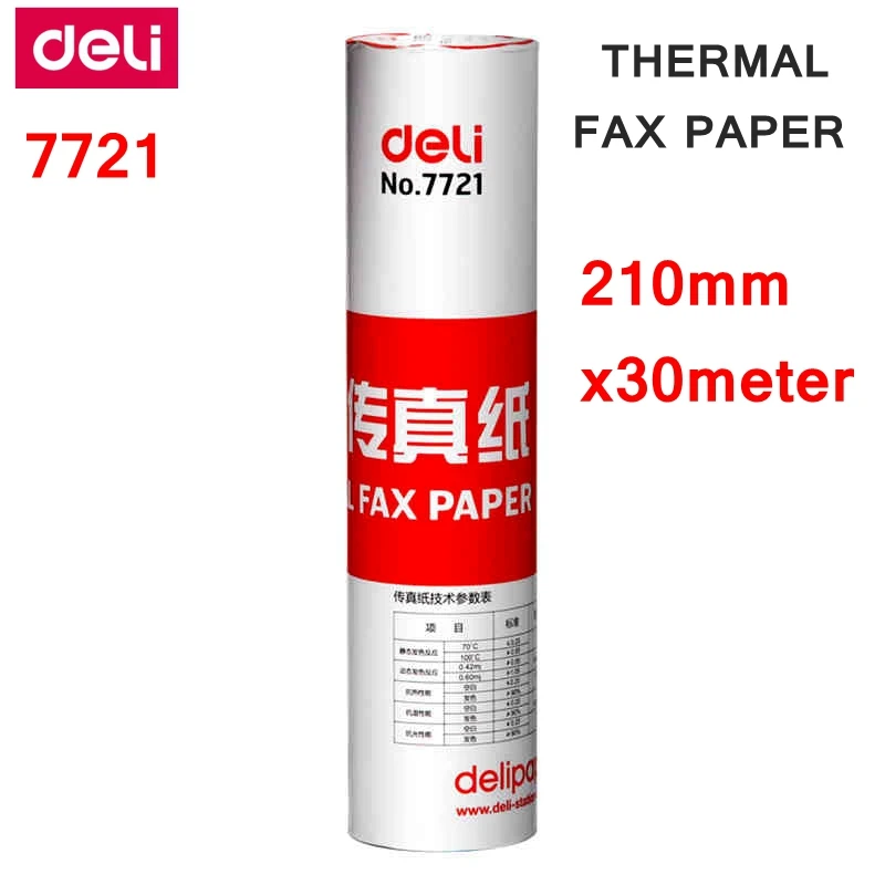 1 Roll Deli 7721 Thermal fax paper A4 210mm X 30meter Thermal fax ...