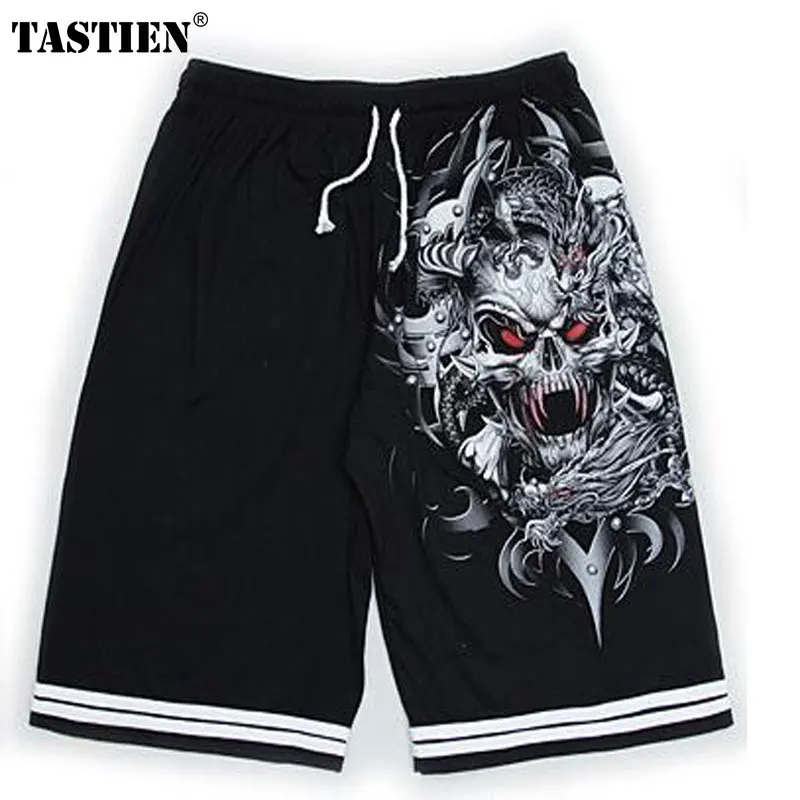 Tastien 2018 Luminous Mens Shorts Rock Street Fashion Skull Wolf Print
