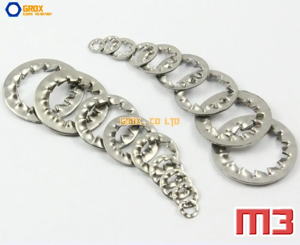300-Pieces-M3-304-Stainless-Steel-Internal-Serrated-Shakeproof-Washer ...
