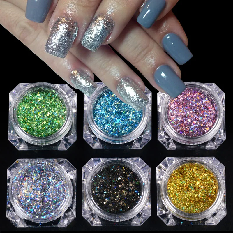 카멜레온 홀로그램 플레이크 파우더 레이저 네일 아트 플레이크 스팽글 팔레트 매니큐어 Uv 젤 네일 아트 장식라인석