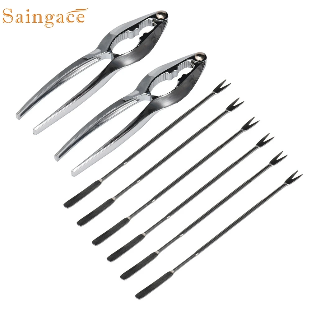 8 PC Seafood Tool Set Lobster And Crab Cracker Tool Set Forks Nut New ...