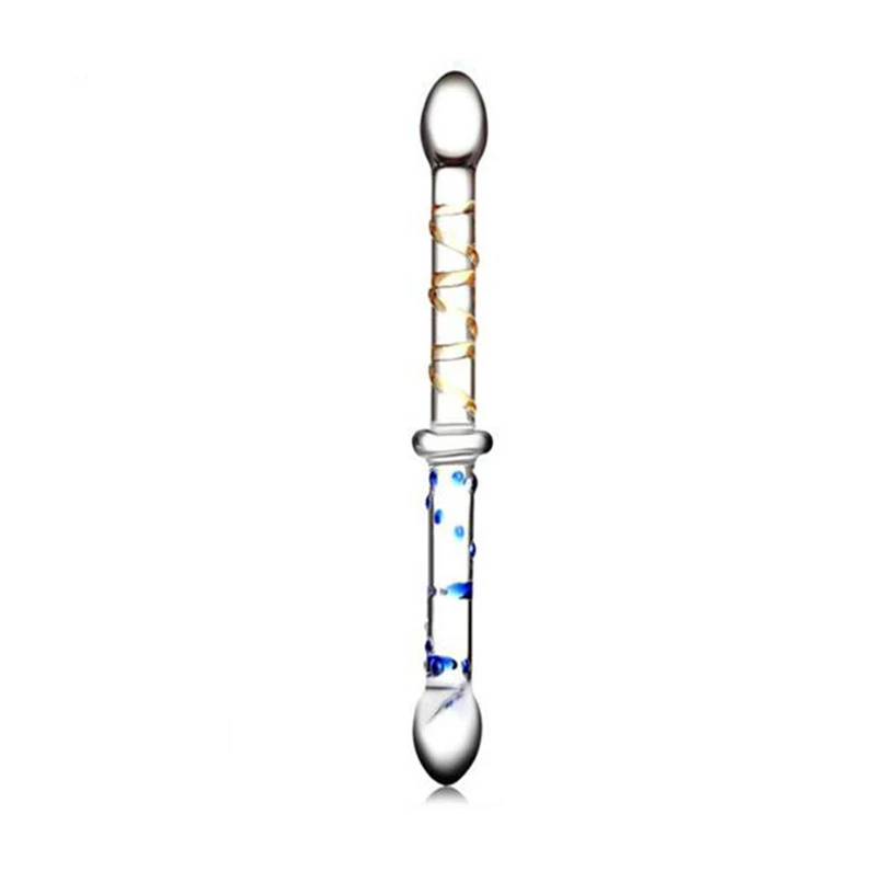 Buy Long Glass Crystal Dildo Double Heads Dong Penis Pyrex Anal Toys Butt Plug