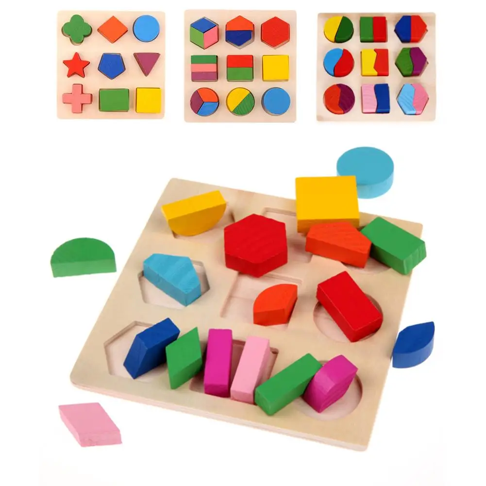 New Colorful Baby Kids Wooden Learning Geometry Educational Toys ...