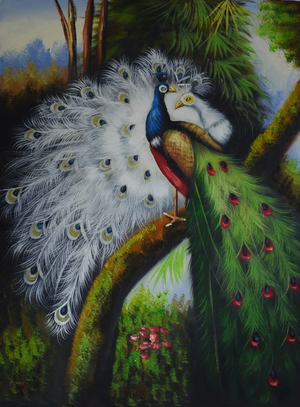 Hot Sale 100% Tangan Dicat Lukisan Dinding Gambar Kanvas Lukisan Merak ...