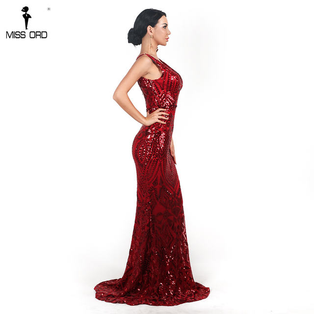 2019 Sexy Women V-Neck Long Sleeveless Sequin prom Dress Retro geometry ...