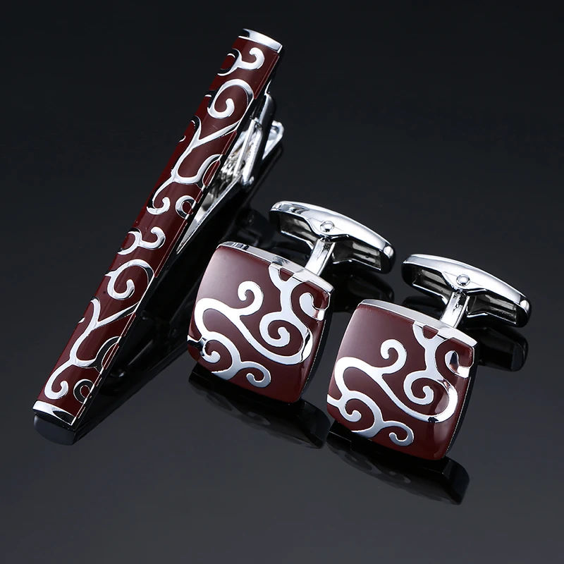 High quality red Pattern Cufflinks Set Musical Instruments Tie Clip ...