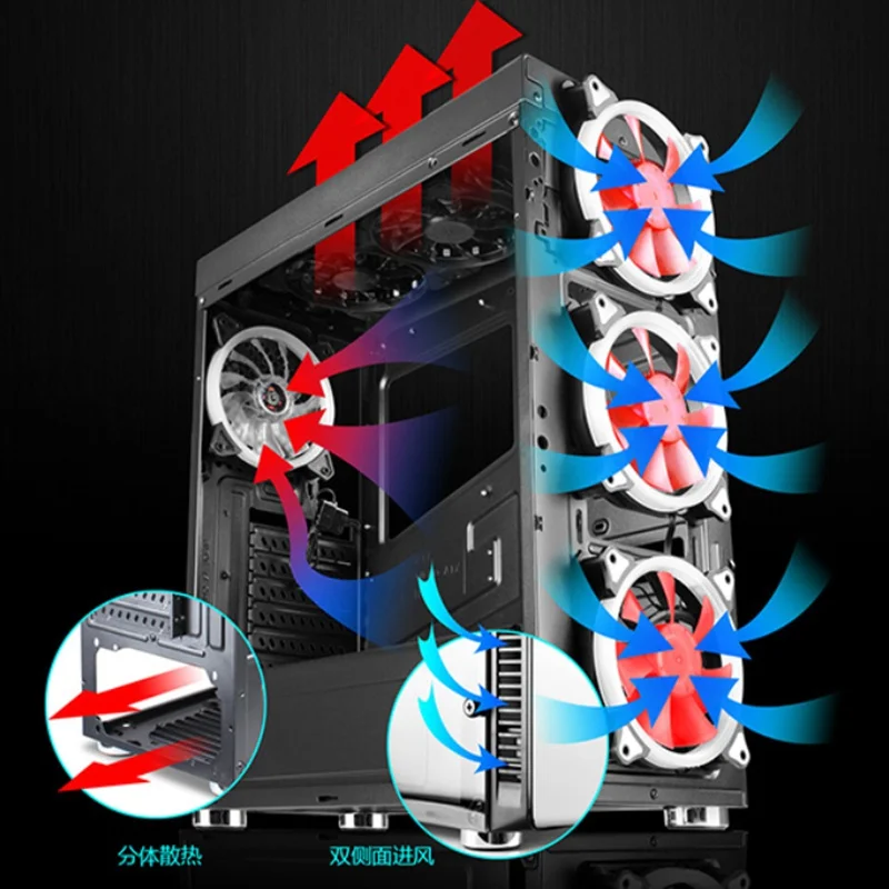 New Gaming Computer ATX PC Case Full Tower USB 3.0 with 4 RGB 120mm ...