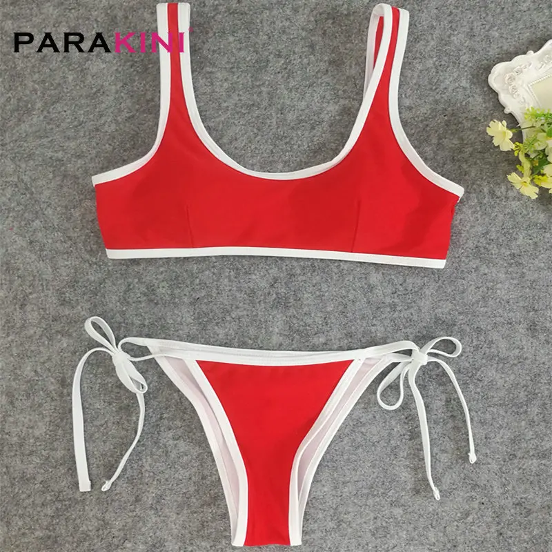 Parakini 2018 Brazilian Women Thong Bikini Set Summer Solid Swimwear