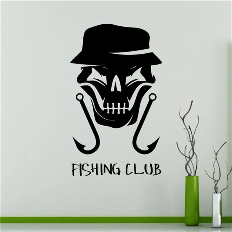 Fishing Club Logo Wall Vinyl Decal Hobby Sport Wall Sticker Fishing ...