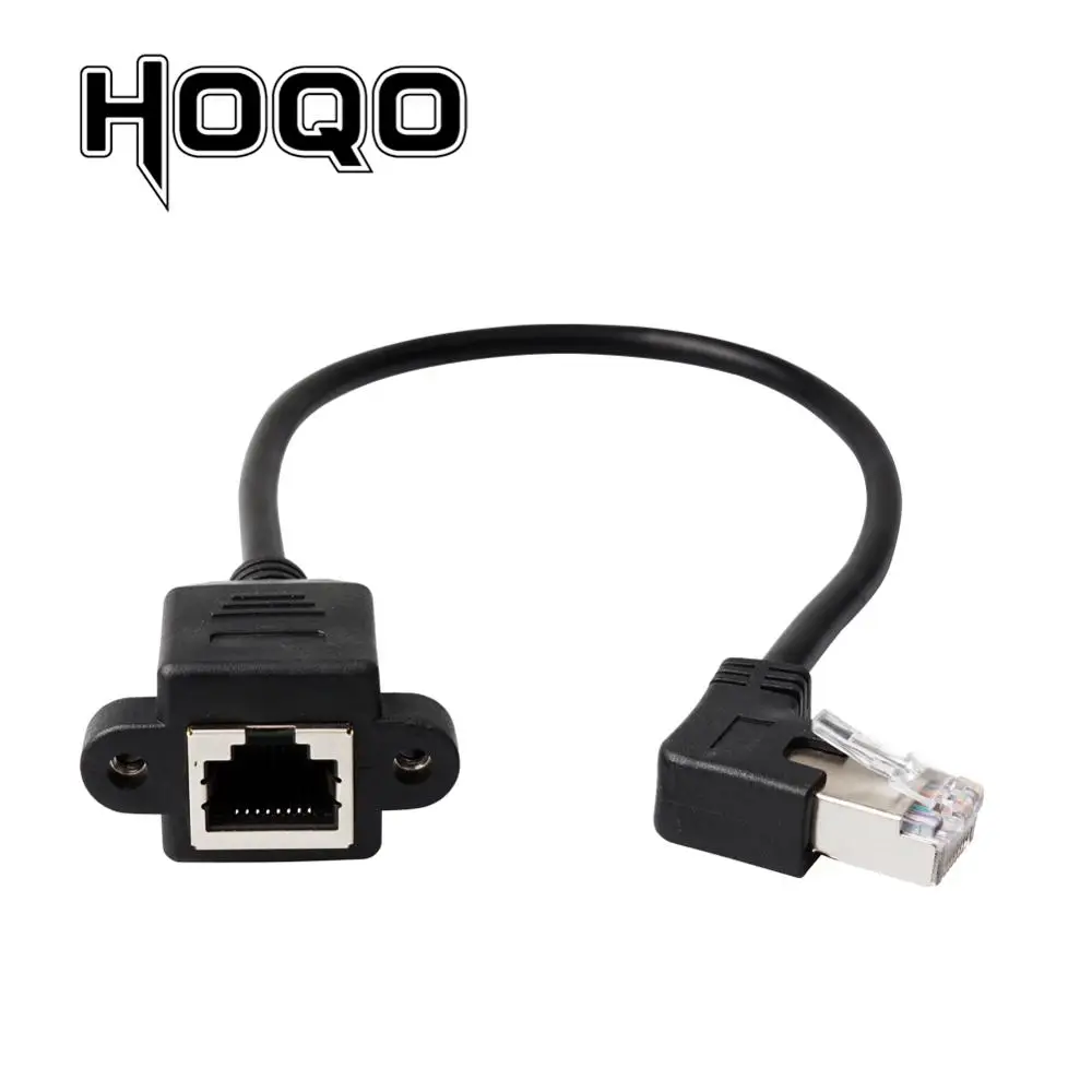 Right angle 90 degree Rj45 screw Panel mount ethernet Extension Cable ...