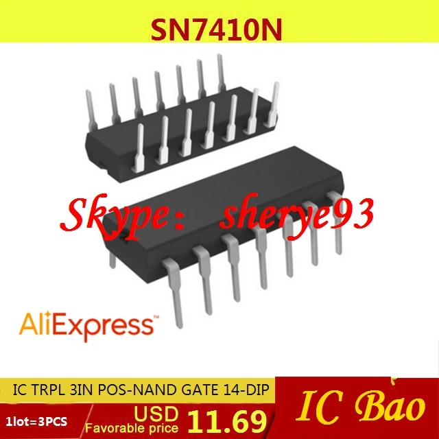 Livraison gratuite IC Circuit intégré SN7410N IC TRPL 3IN pos nand GATE ...