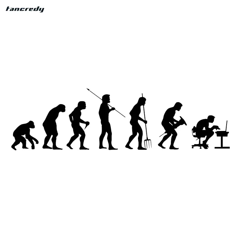 1pcs 23.6*7cm Human Evolution Playing Computer 3D Car Styling Stickers ...