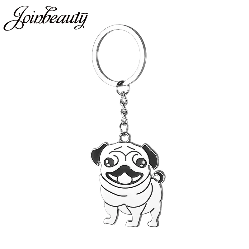 JOINBEAUTY Cute Pug Dog Key Chain Animal Keyring Holder Stainless steel ...