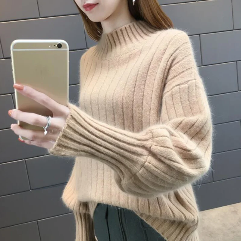 High Quality Sweater 2018 New Women's Knitted Sweaters pullover Half ...