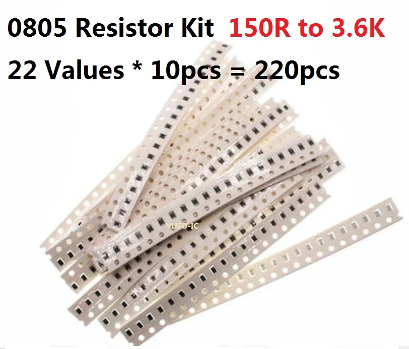 22 Values*10pcs=220pcs Smd 0805 Resistor Kit 150 Ohm-3.6k 5% Resistance ...