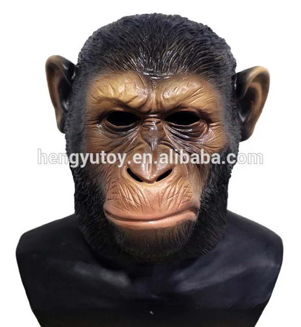 Realistic Lovely Animal Fancy Dress Ape Costume Latex Chimp Head Mask ...