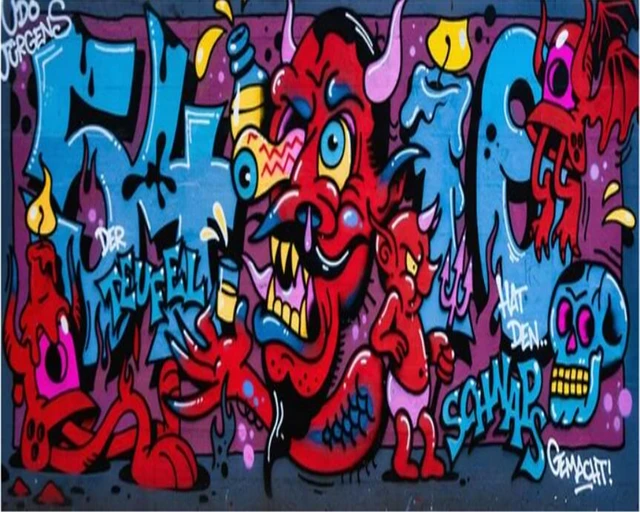 Egyedi Háttérkép 3D -S Falfestmények Szellem Horror Graffiti Stílusú ...