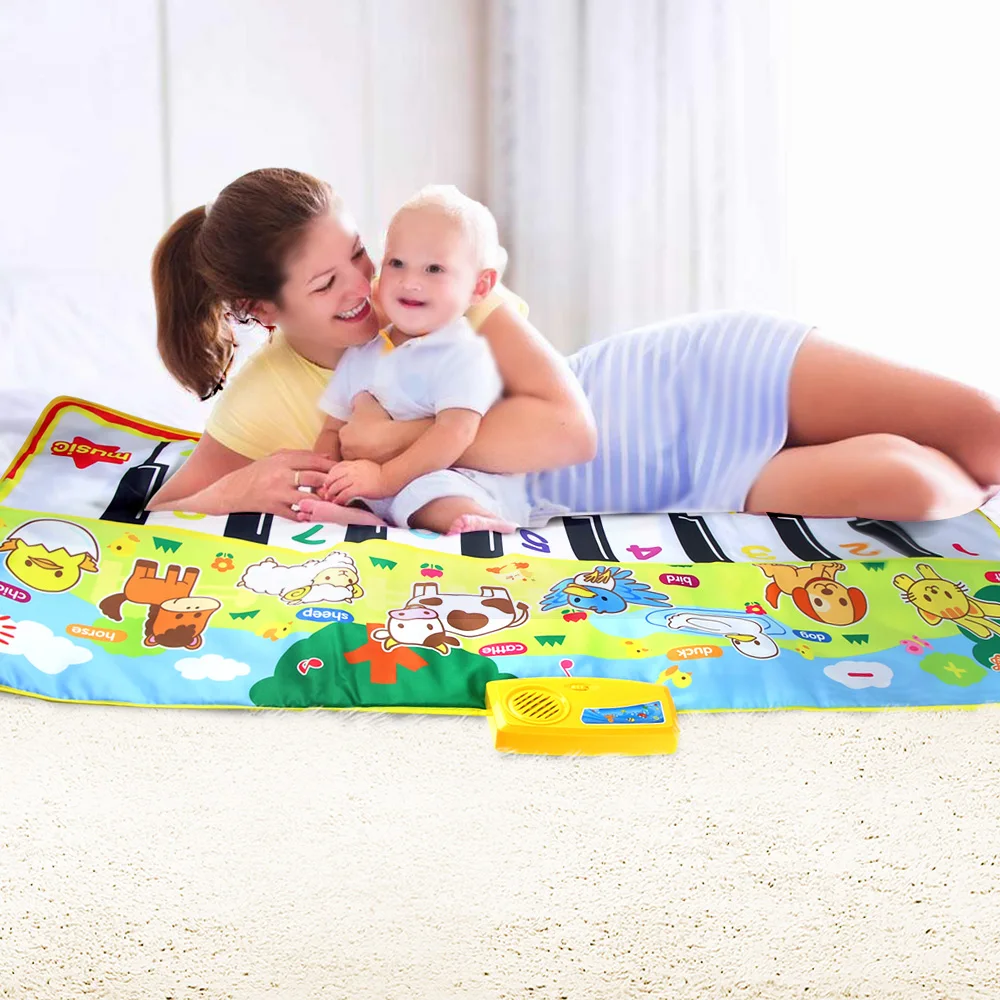 135x58CM Baby Piano Mats Music Carpets For Newborn Baby Animals Voice ...