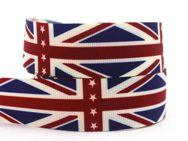 Free Shipping 1" 25mm England Flag Ribbon Grosgrain Printed 100yard/lot ...