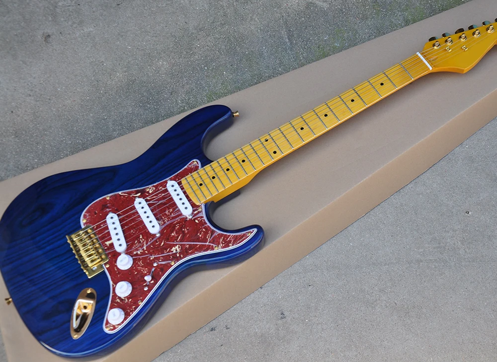 Blue Electric Guitar with ASH Body,Red Tortoise Shell Pickguard,HSH ...