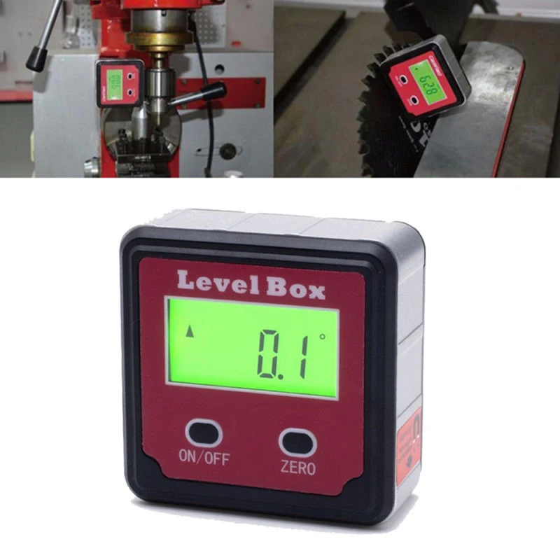 Red Precision Digital Protractor Inclinometer 4x90 degree Level box ...