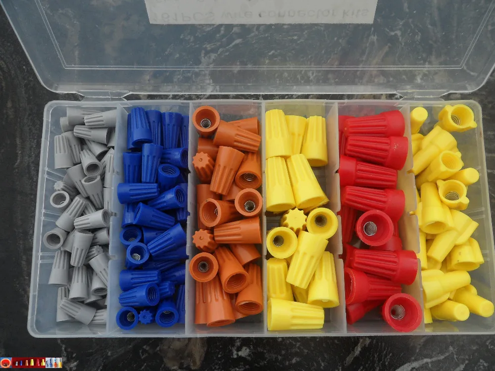 161pcs/lot Wire Twist Connectors Assortment Kit Set 22-4 AWG Screw on ...