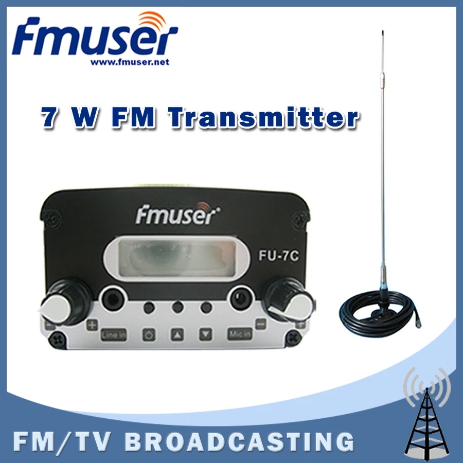 Envío libre FU 7C FMUSER 7 W FM estéreo PLL transmisor de radio fm ...