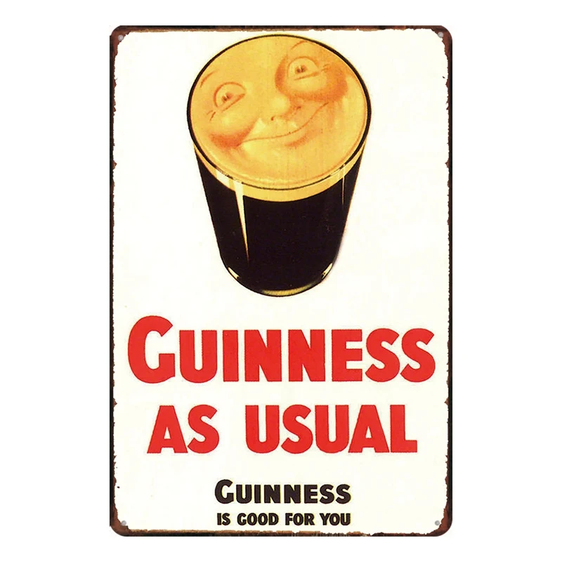 Guinness As Usual Vintage Metal Plaques Tin Bar Sign Wall Bar Home ...