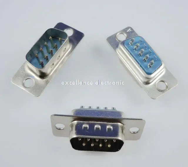 10 Pcs D SUB 9 Pin Male Solder Type Plug Adapter Connector DB9M ...