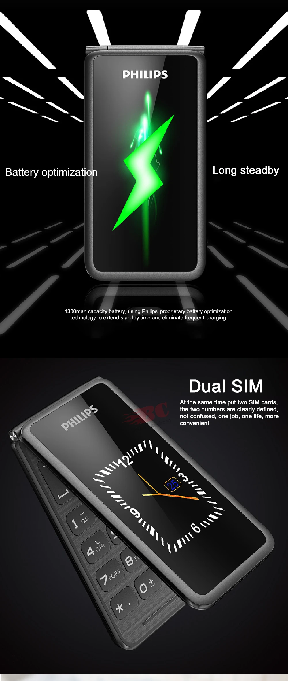 Аккумулятор Philips E256S MTK 2,4 дюйма, 1300 мАч, одна камера, fm-радио, Поддержка карт памяти ...