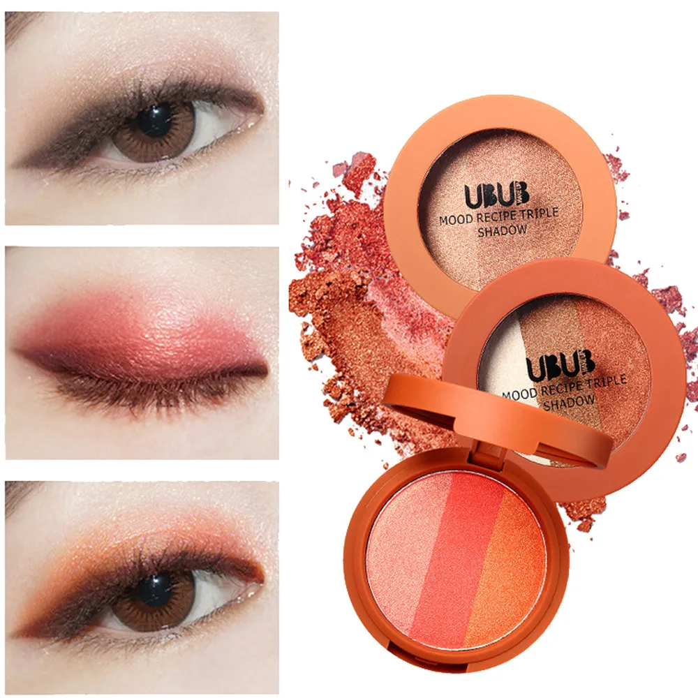 UBUB 3 colores sombra de ojos maquillaje resaltador polvo ahumado ...