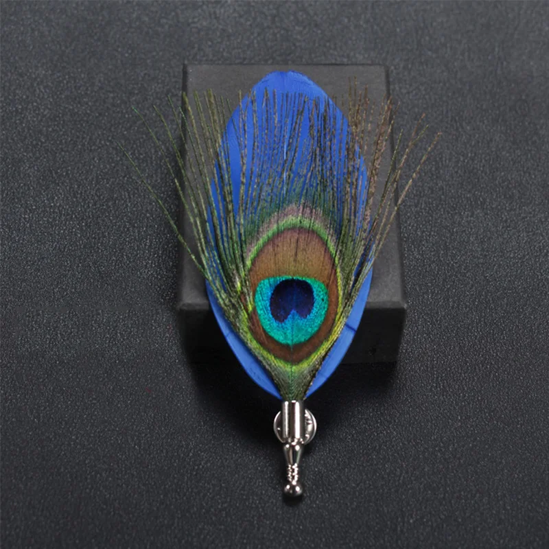 Mdiger Brand Feather Brooches for Men's Suits Long Lapel Pins Handmade ...