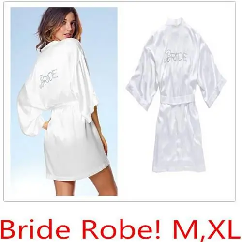 Plus Size White Stain Silk Bride Wedding Robe Kimono Dress Pajamas ...