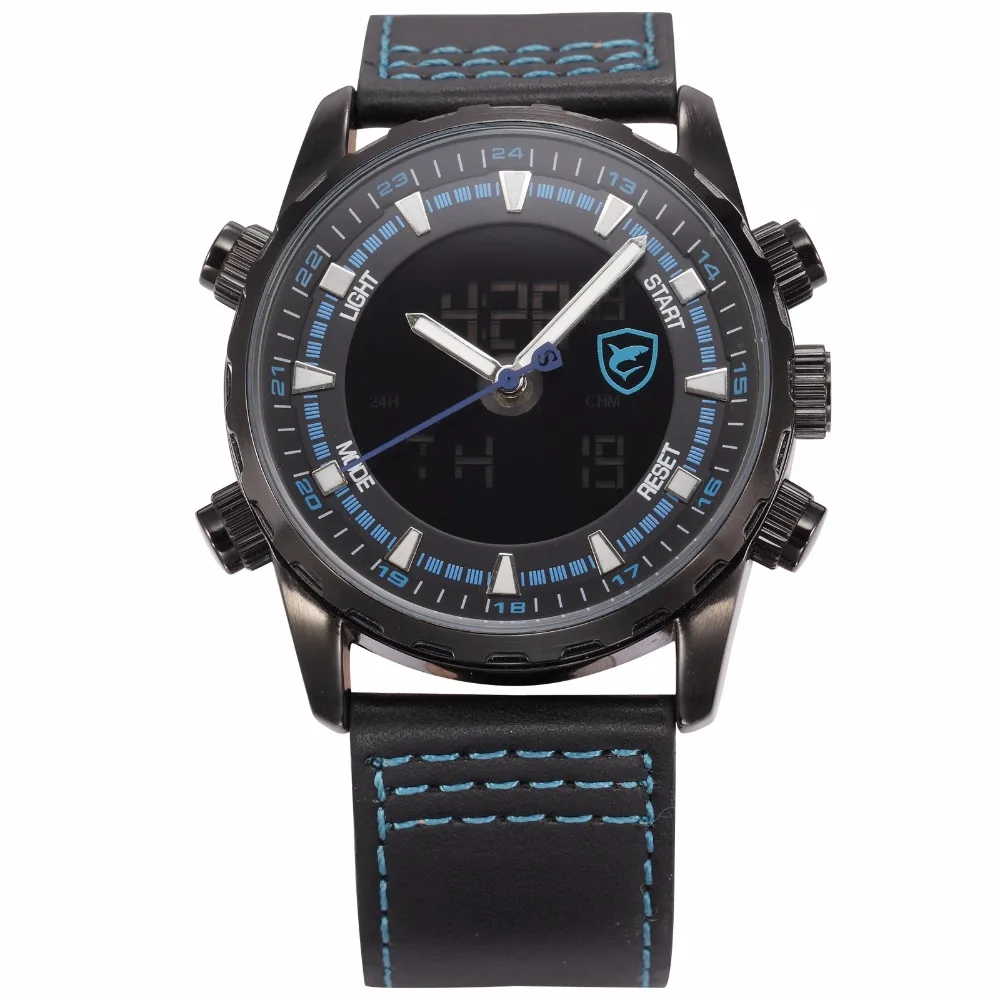 Shark Sport Watch Brand Blue Luminous Scale Dual Time LCD Display ...